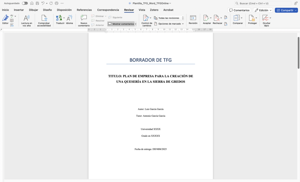 Plantilla TFG en Word: descarga gratis y guía de uso paso a paso